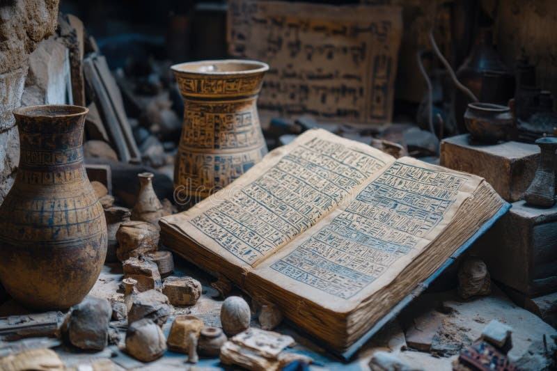 Ancient Artifacts and Inscriptions on Display in a Historical Setting ...