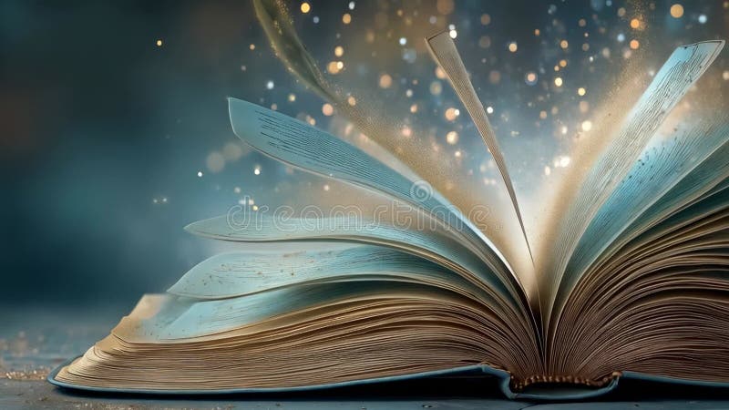 Open Ancient Book with Light and Dust Stock Footage - Video of ...