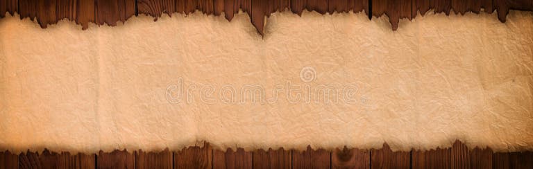 Open Ancient Scroll on a Wooden Table, Panoramic Paper Background Stock ...