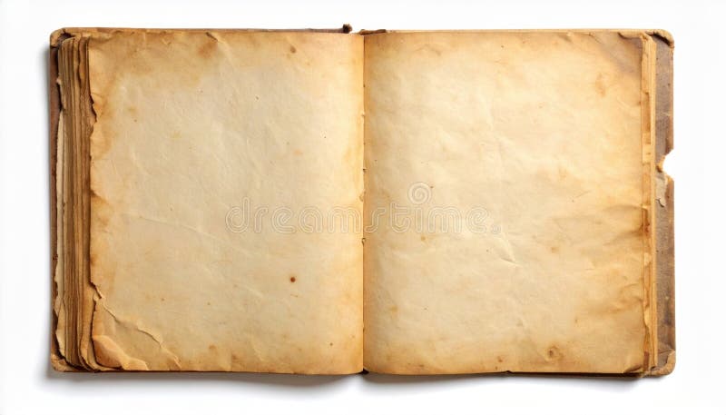 Open Antique Book with Aged Pages on White Background Stock ...