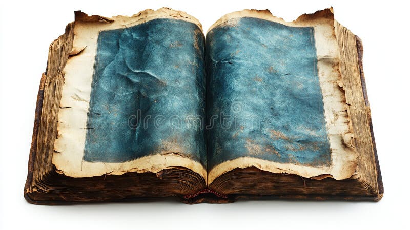 Open Antique Book, Blank Pages, Aged Texture, White Background, Design ...