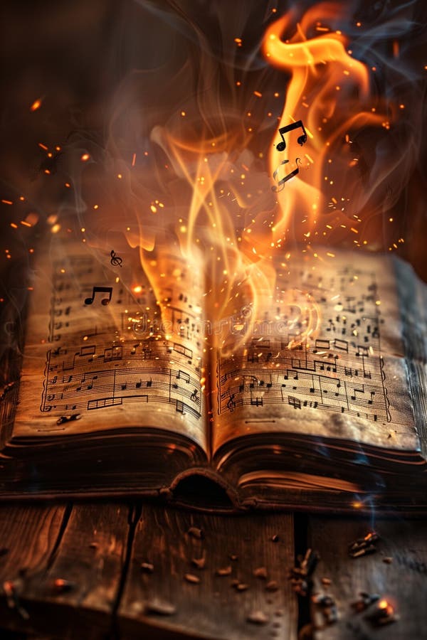 Burning Musical Inspiration Book Fire Notes Stock Photos - Free ...