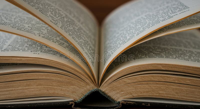 Open Antique Book with Yellowed Pages Close Up Stock Illustration ...