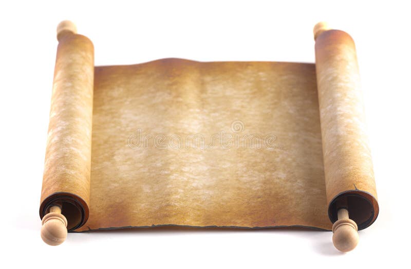 Open Antique Scroll Isolated on a White Background Stock Image - Image ...