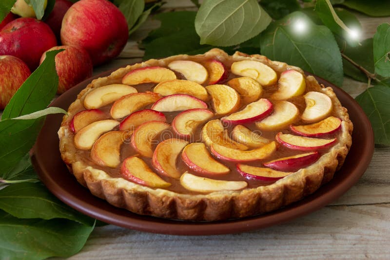 Open apple pie stock image. Image of metal, sweet, open - 11930793