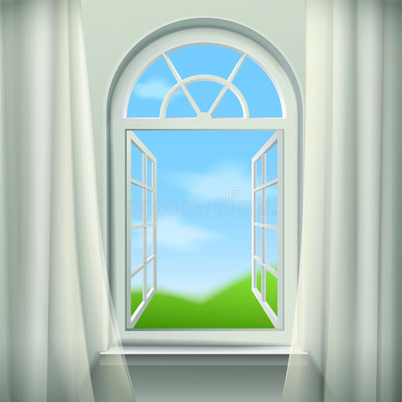 Open Arched Window Illustration Stock Vector - Illustration of bright ...