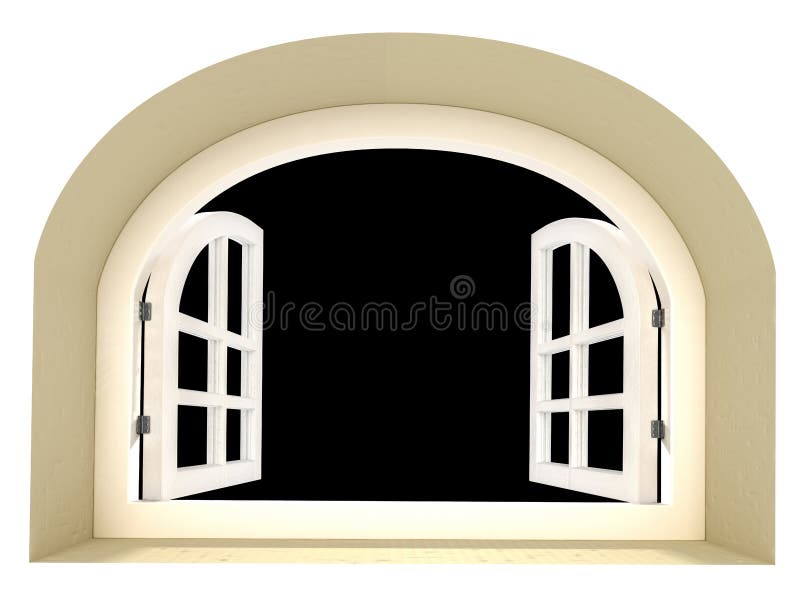 Open Arched Window Isolated on White 3d Rendering Stock Illustration ...