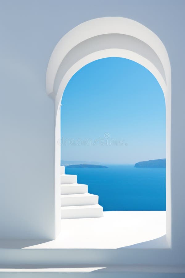 An Open Archway with a View of the Sea, AI Stock Illustration ...