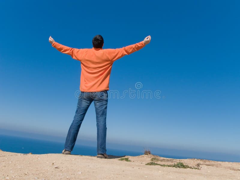 Open arms stock image. Image of back, hands, shirt, blue - 4470789
