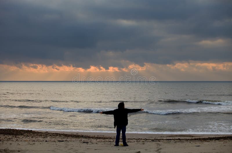 Open arms stock image. Image of sand, beach, casual, tanned - 34058485