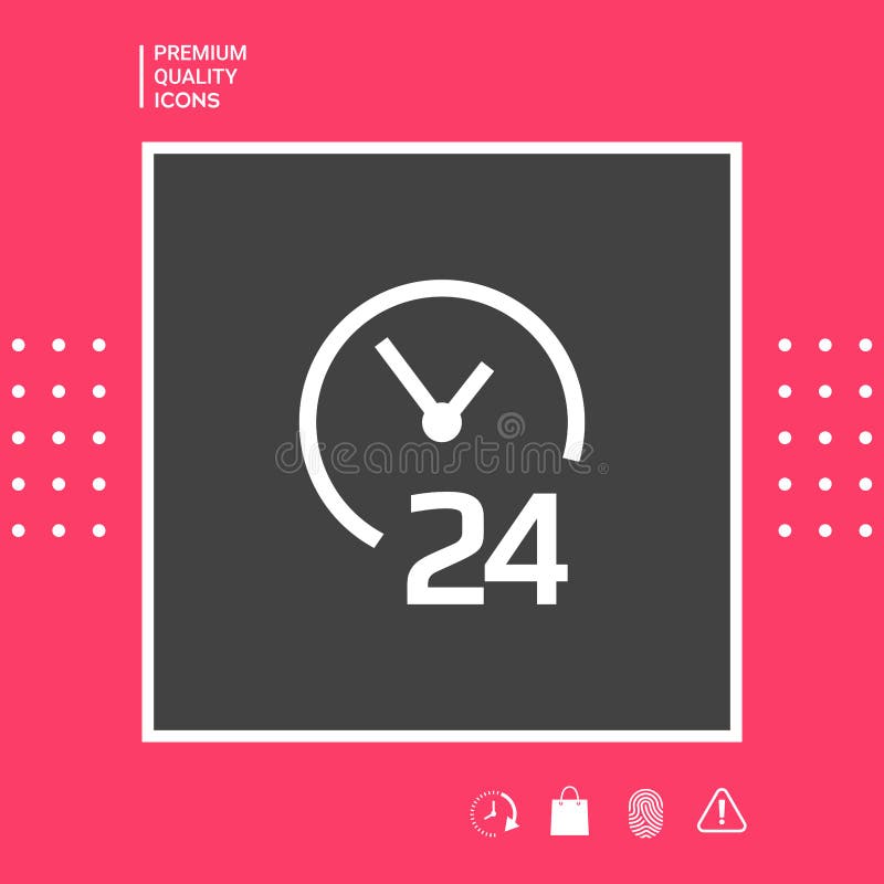 Open Around the Clock Icon. Opening Hours Symbol Icon. Graphic Elements ...