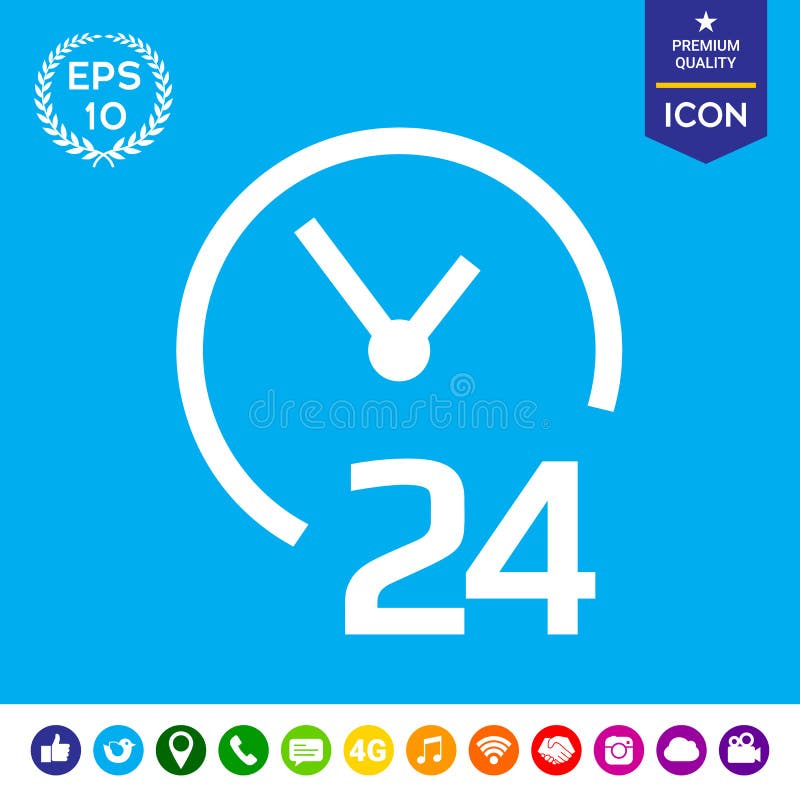 Open Around the Clock Icon. Opening Hours Symbol Icon Stock ...