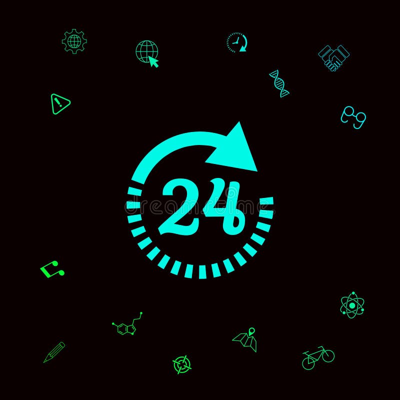 Open Around the Clock Symbol Icon. Opening Hours Icon . Graphic ...