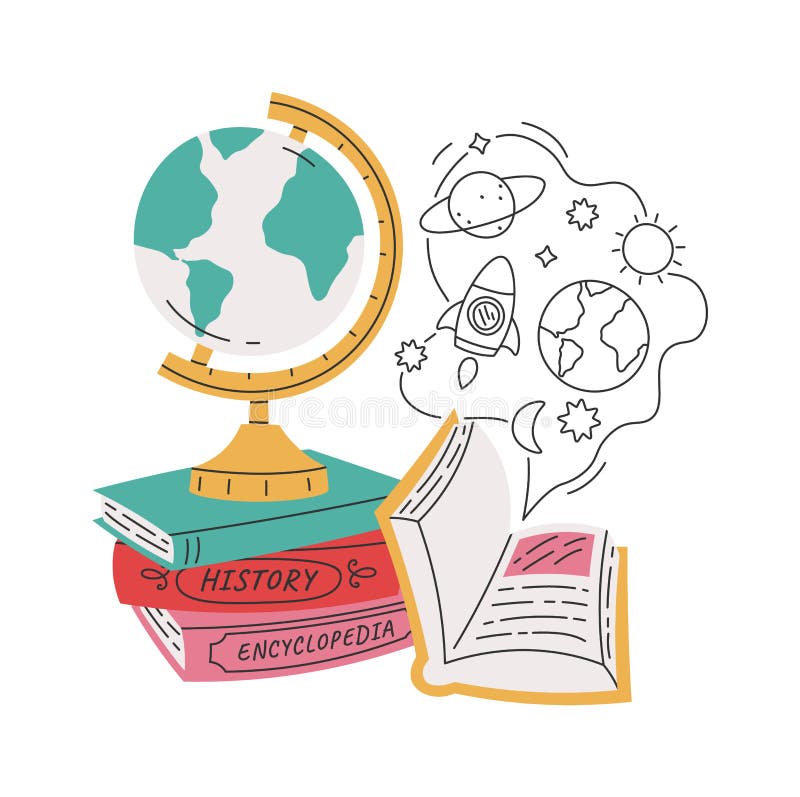 Open Astronomy Book with Flying Elements Flat Icon Stock Vector ...