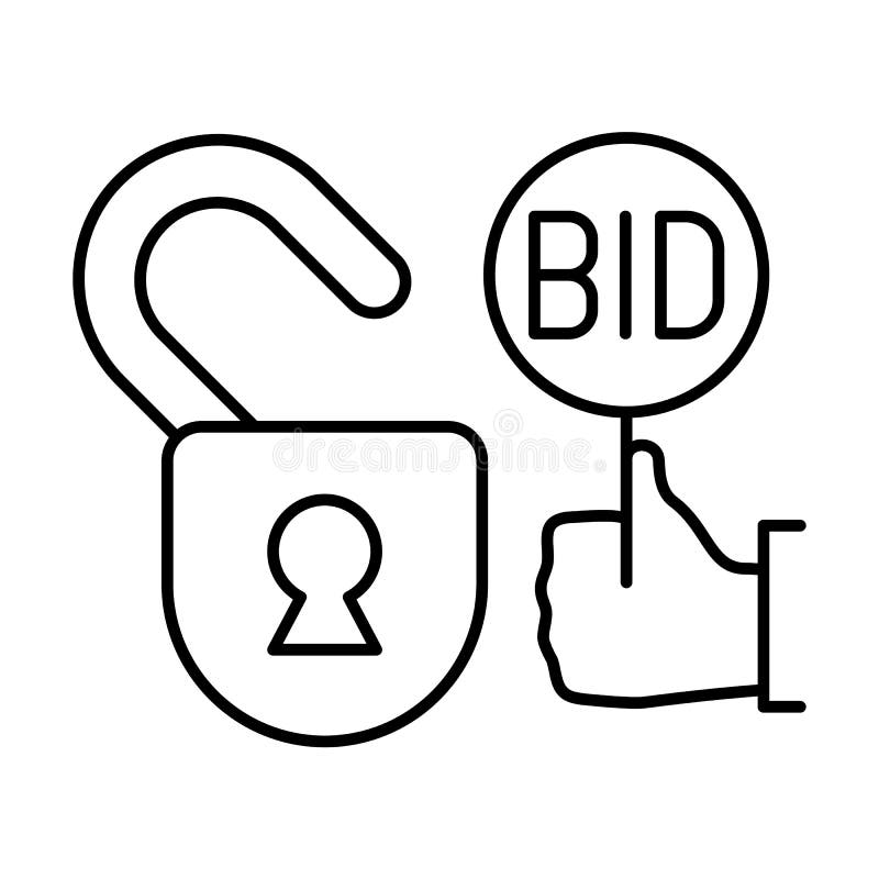 Open Auction. Line Icon for Web Design Stock Vector - Illustration of ...