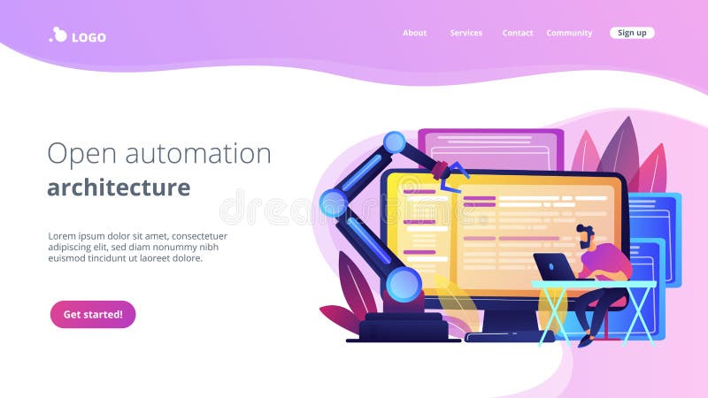 Open Automation Architecture Concept Landing Page. Stock Vector ...