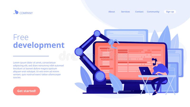 Open Automation Architecture Concept Landing Page Stock Vector Illustration Of Coral