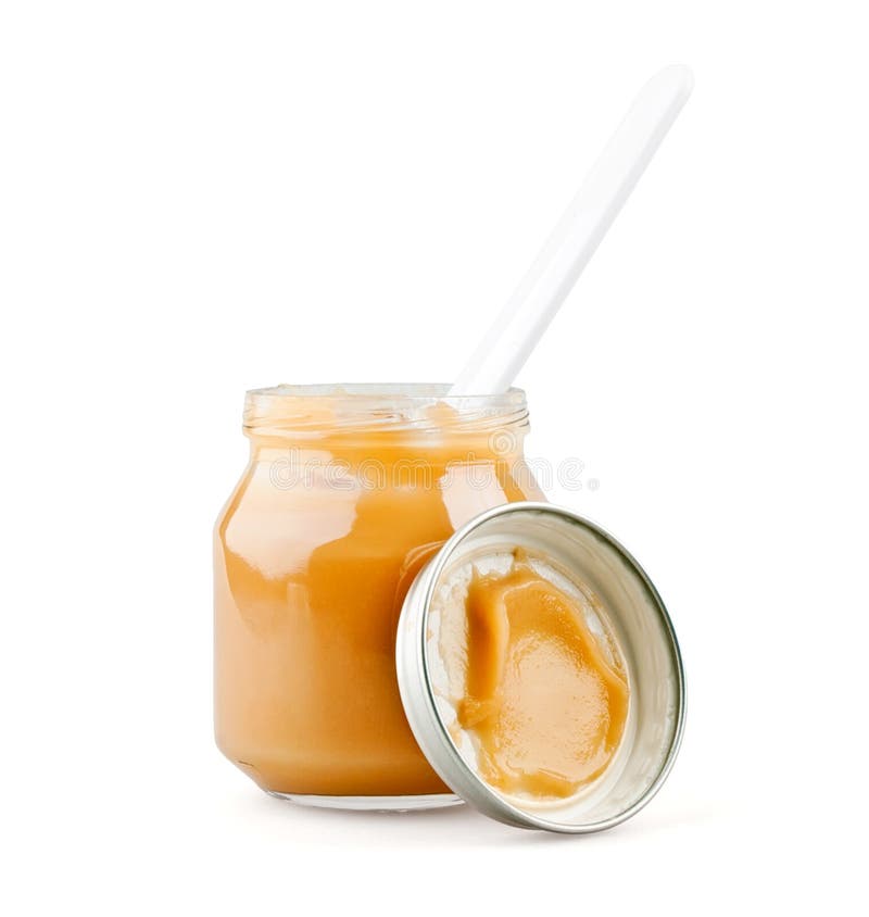 Open baby puree with spoon stock image. Image of lunch - 22004935