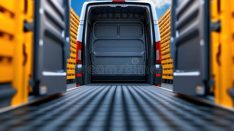 Open Back Doors of an Empty Cargo Van Ready for Loading Stock ...