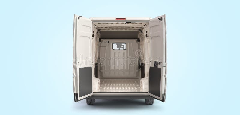 Open Back of White Delivery Van Icon 3d Render on Blue Gradient Stock ...