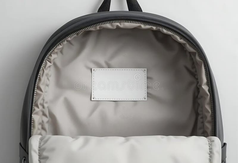 Open Backpack Interior Showing Customizable Label Space Stock Image ...