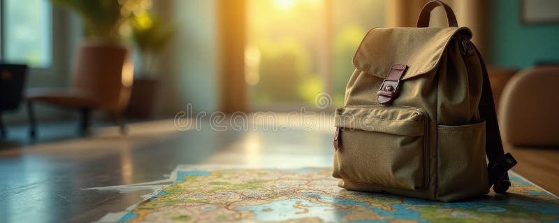 Open Backpack, Map Highlights Route, Indoor Setting , Tourism ...