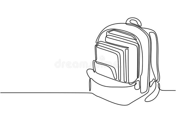 Open Backpack with Visible Books in Continuous Line Drawing ...