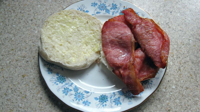 Open Bacon Roll on a Plate. Stock Image - Image of bacon, cuisine ...