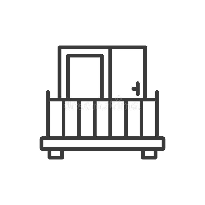 Open Balcony, Icon in Line Design. Balcony, Open, Railing, View ...