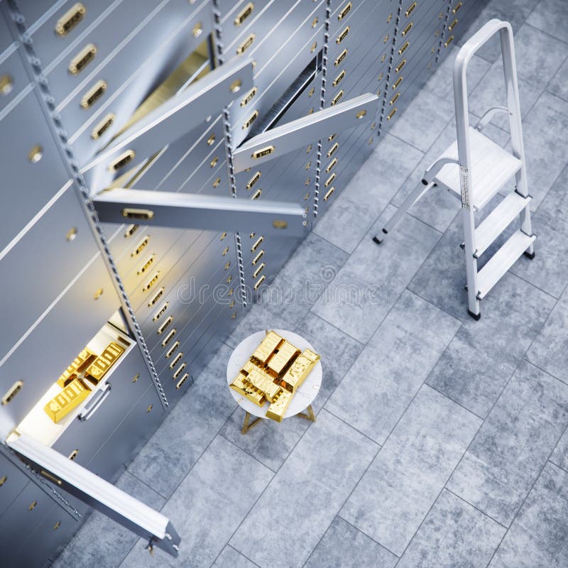 Open Bank Safe Door with Gold Inside 3d Stock Illustration ...