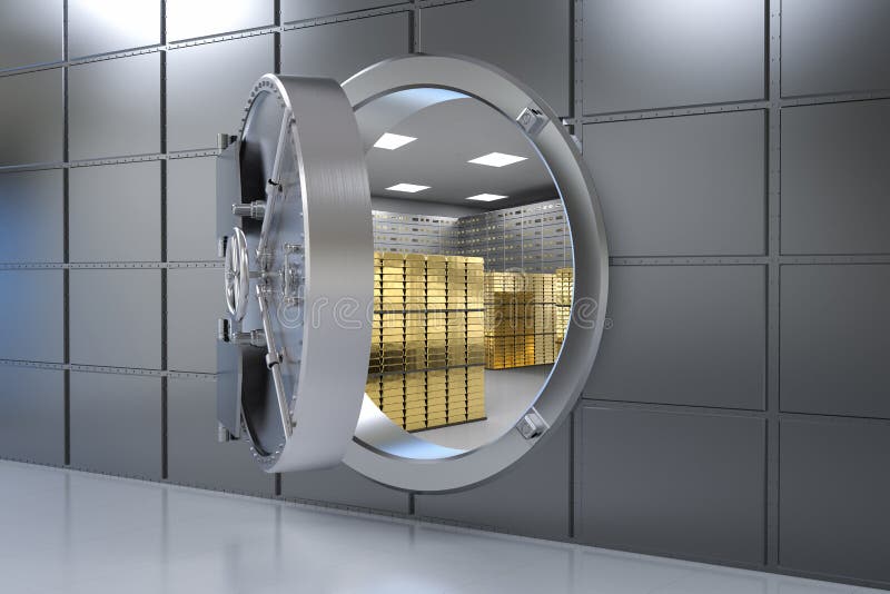 Open bank vault stock photo. Image of golden, room, door - 137074960