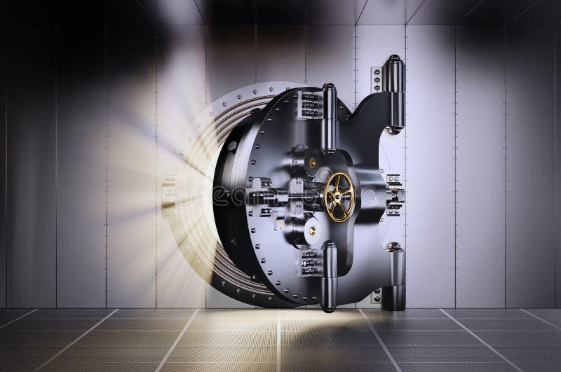 Open Bank Vault Door stock illustration. Illustration of steel - 97935137