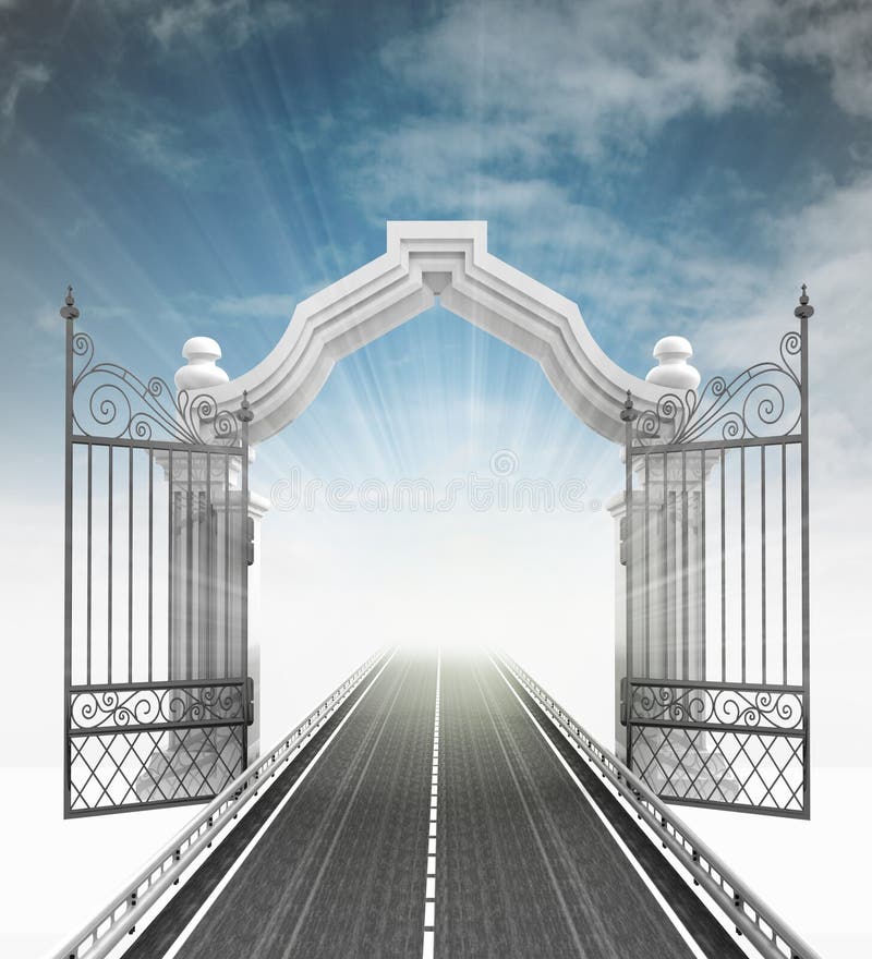 Open Baroque Gate with Highway and Sky Stock Illustration ...