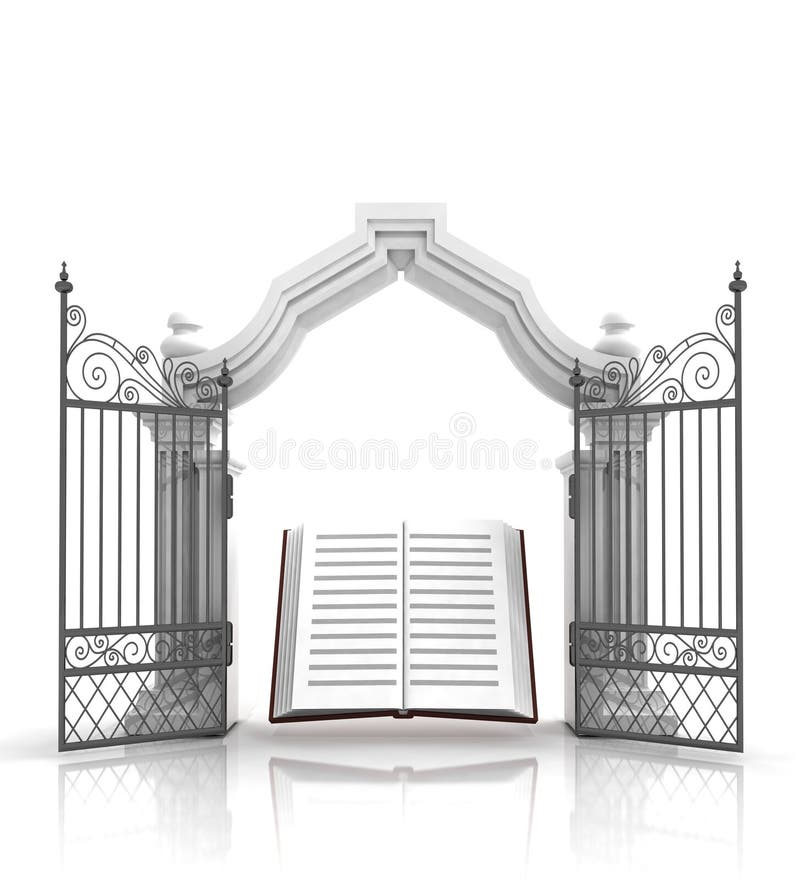Open Baroque Gate with Holy Bible Stock Illustration - Illustration of ...