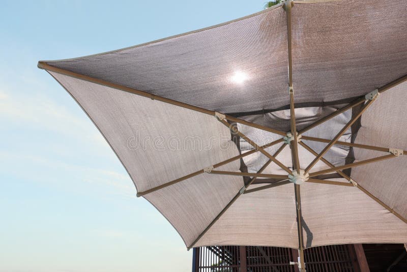 Open Beach Umbrella on Sunny Day, Closeup Stock Image - Image of summer ...