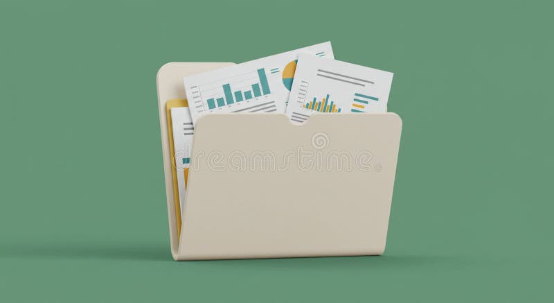An Open Beige File Folder Containing Several Sheets of Paper with ...