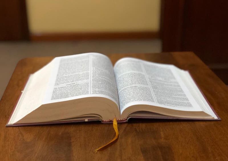 Open Bible As a Book Reference Stock Photo - Image of desk, study ...