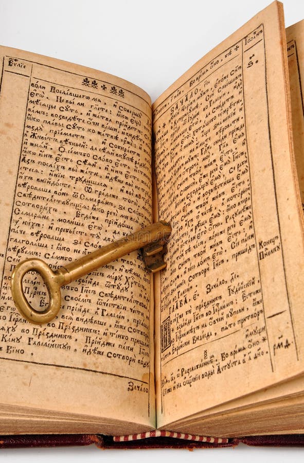 Open Bible with key stock photo. Image of page, bible - 39105016