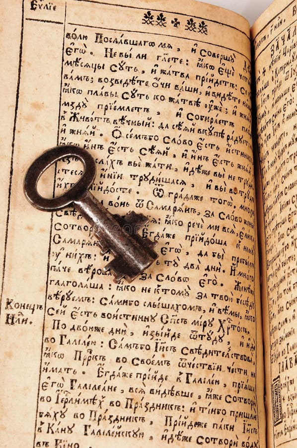 Open Bible with key stock image. Image of rustic, study - 39105213