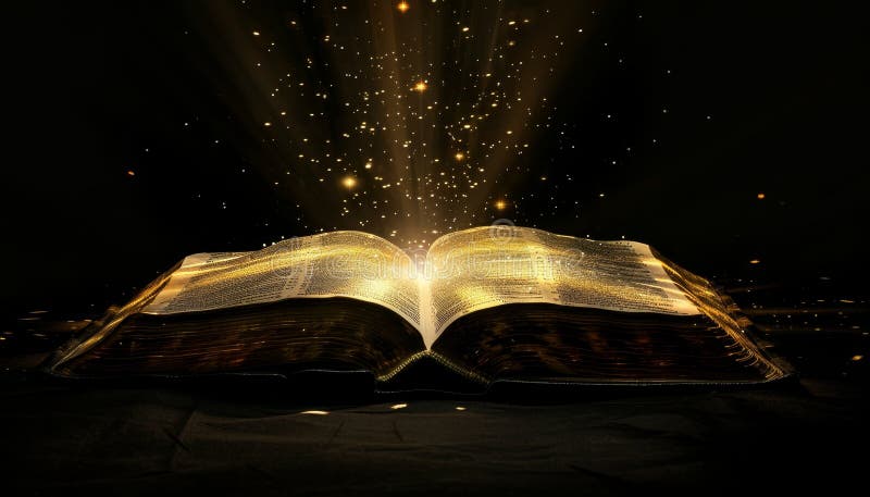 Open Bible with Light Emanating from it, Concept of Spiritual ...