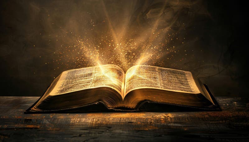 Open Bible with Light Emanating from it, Concept of Spiritual ...