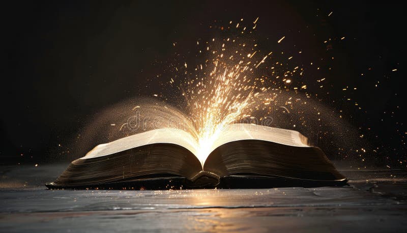 Open Bible with Light Emanating from it, Concept of Spiritual ...