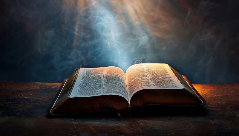 Open Bible with Light Emanating from it, Concept of Spiritual ...