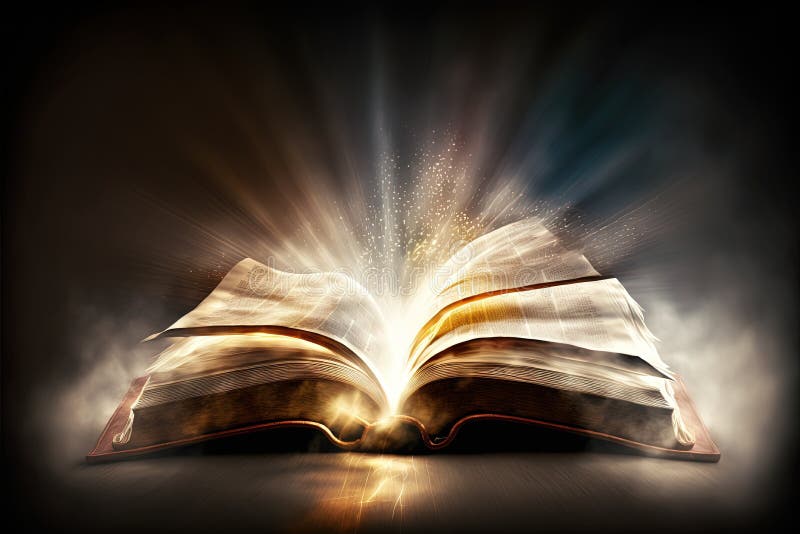An Open Bible with Rays of Light Coming Out of it. Generative AI Stock ...