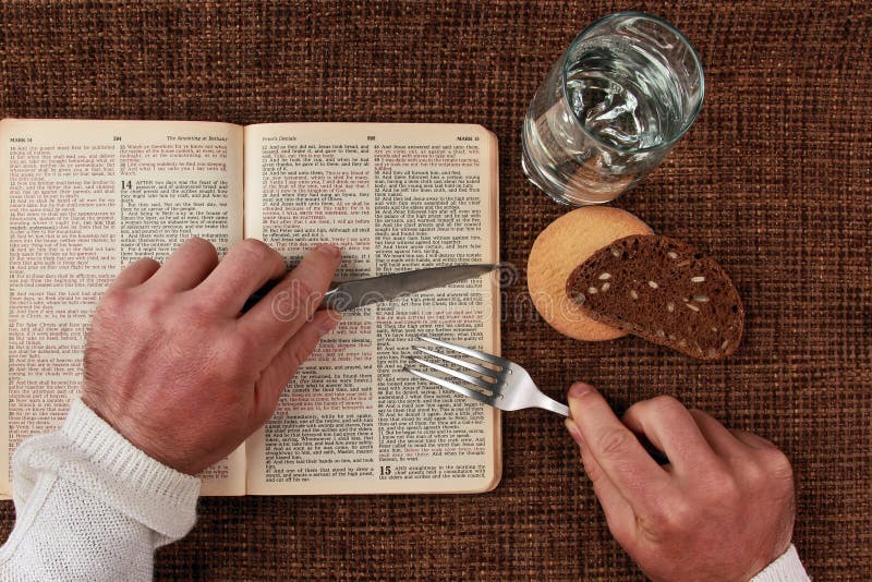 Open Bible Spiritual Food and Drink Stock Image - Image of open ...