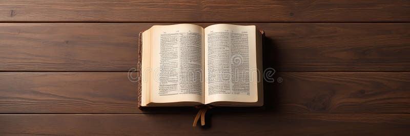 Open Bible on a Weathered Wooden Surface with Generous Text Area. Ideal ...