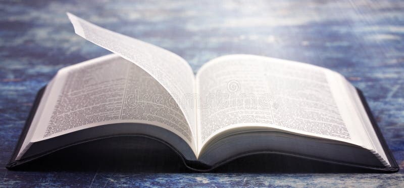 Open Bible on a Wooden Table Stock Photo - Image of christianity, holy ...