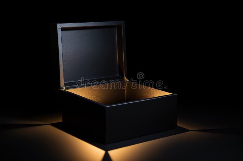 An Open Black Box Against a Dark Background Stock Image - Image of ...