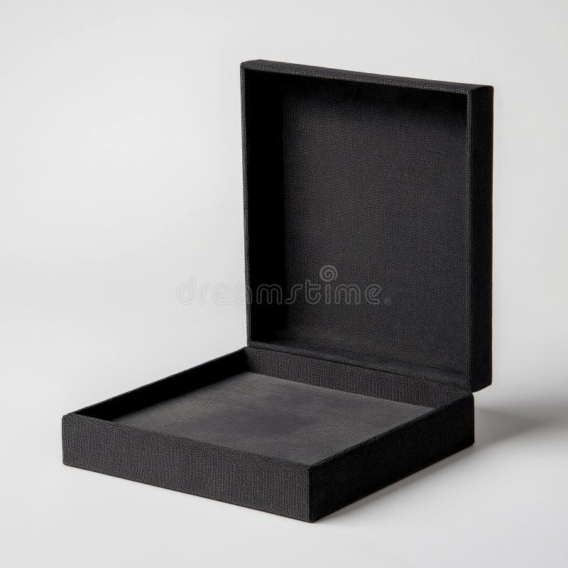 Open Black Box with Lid Displayed at a Right Angle on a Neutral Surface ...