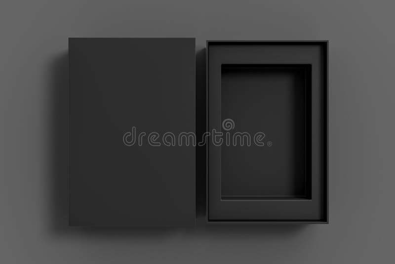 Open Black Box Packaging Mockup on Gray Background. Template for Your ...
